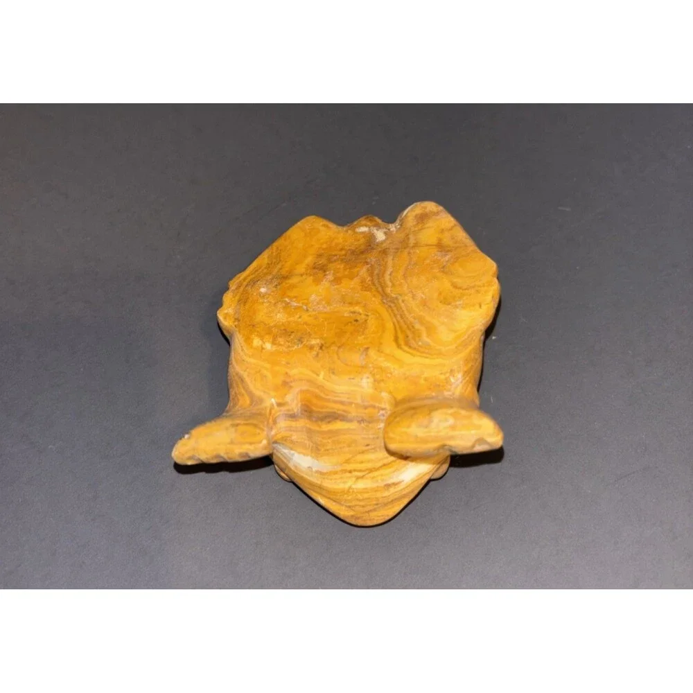 Accents | Onyx Carved Frog Brownish Beige White Swirl Collectable Read ...